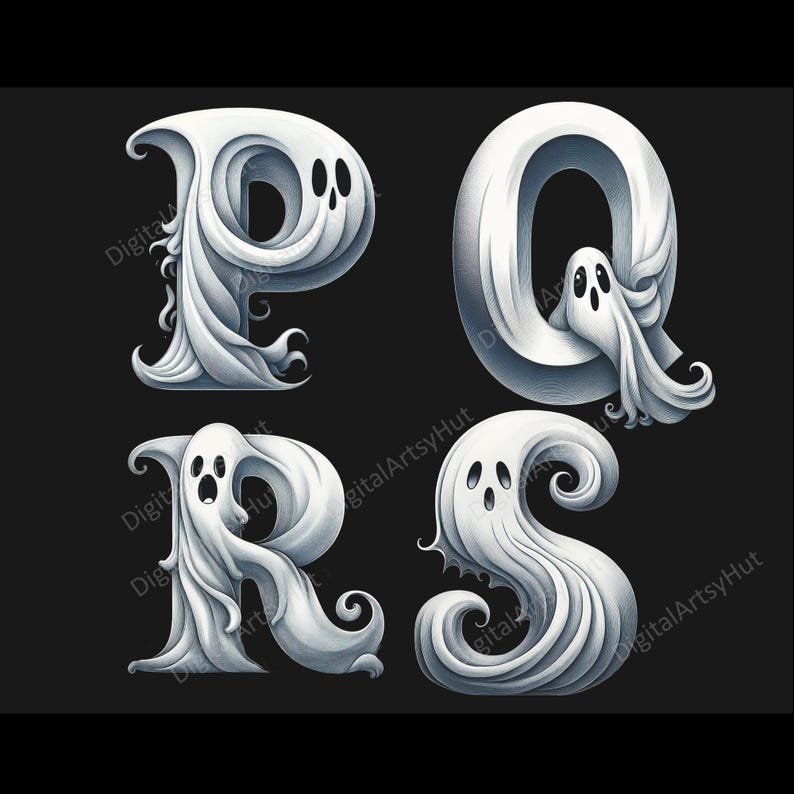 Ghost Halloween Alphabet PNG — A–Z Spooky Uppercase Letters for ...