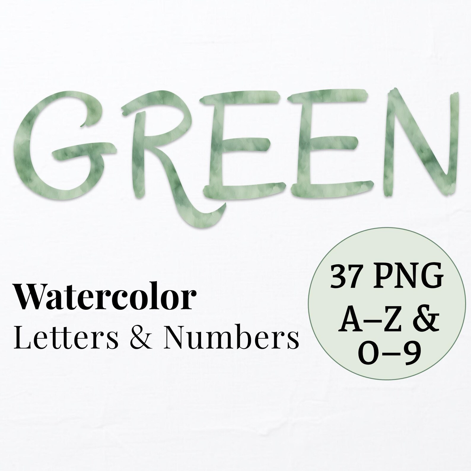 Watercolor Green Alphabet Clipart: Wedding Monogram Letters (digital ...