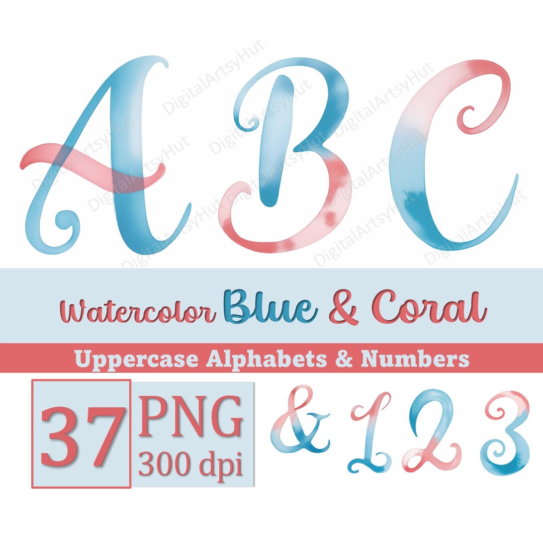 Watercolor Alphabets Clipart Letters & Numbers. Wedding Monograms ...