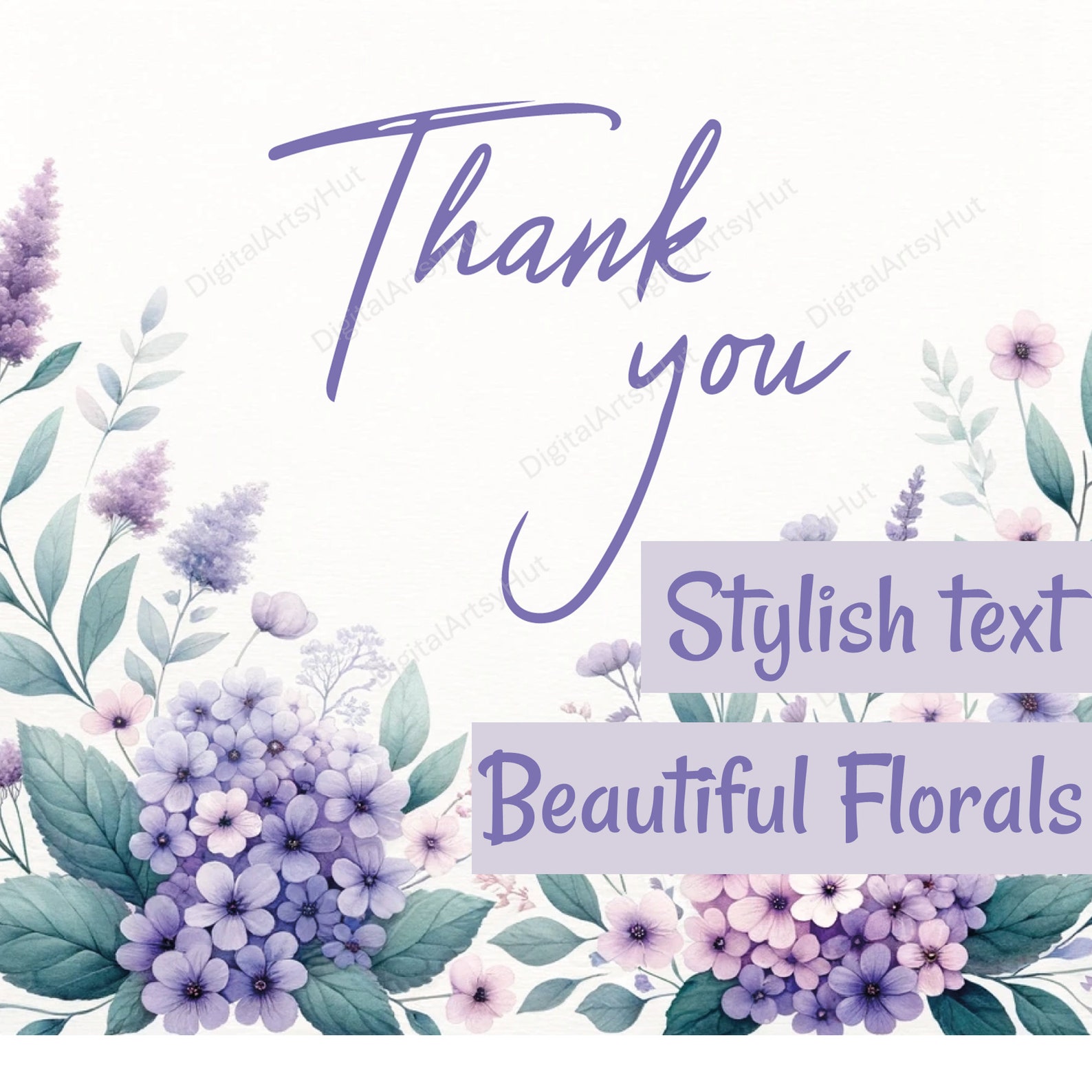 Floral Thank You Card Printable. Watercolor Thank You Note. Print at ...