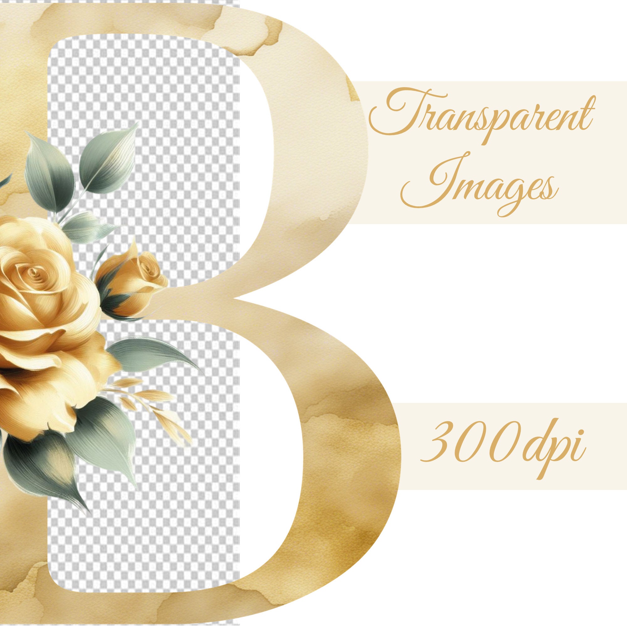 Watercolor Floral Alphabet PNG Bundle: Decorative Letters (digital ...