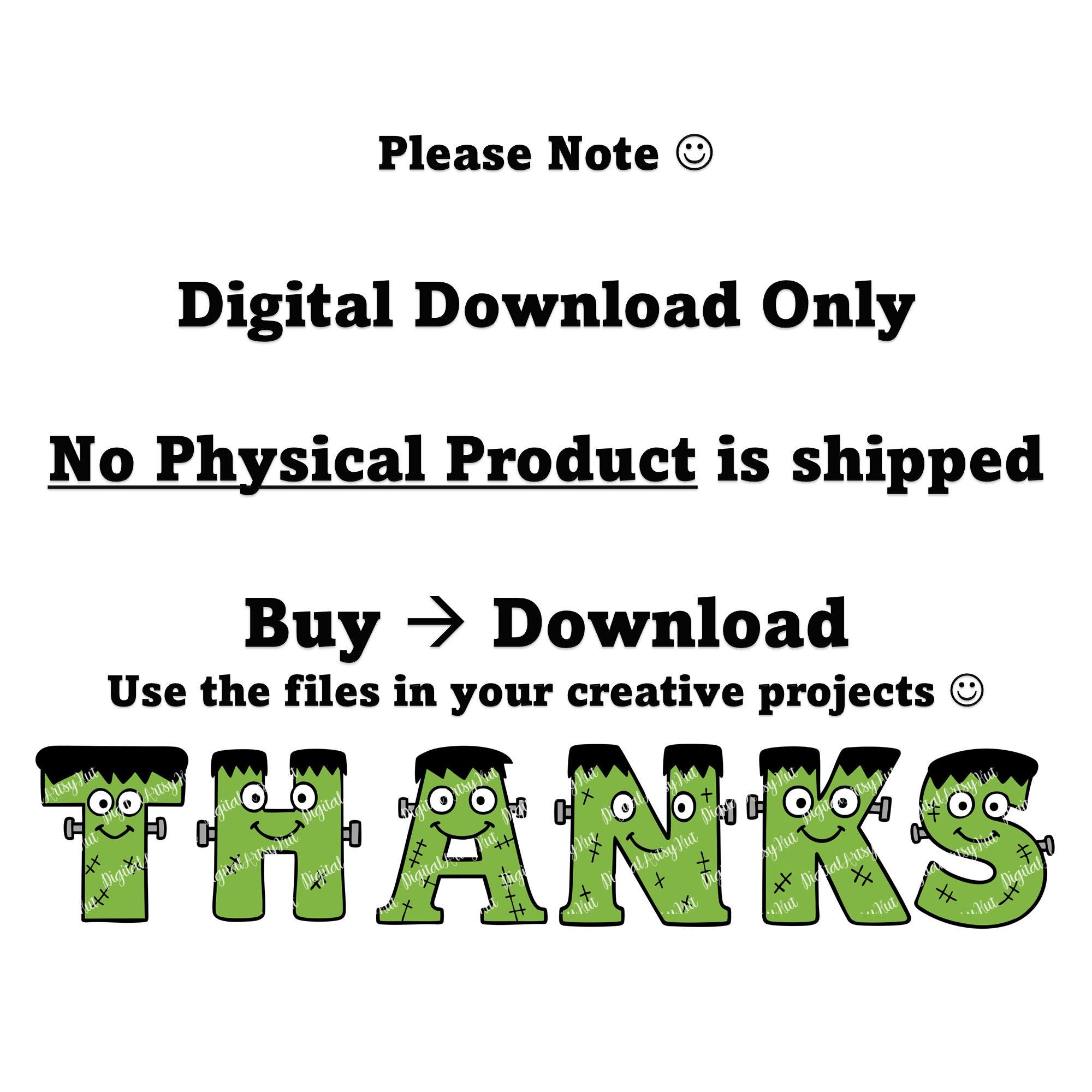 Frankenstein Alphabet PNG: Halloween Monster Letters (instant Download ...