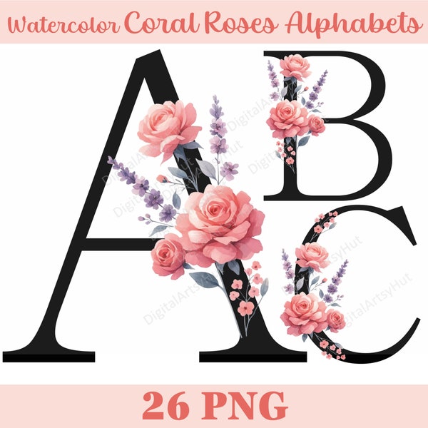 Watercolor Alphabets Clipart Letters & Numbers. Wedding Monograms ...