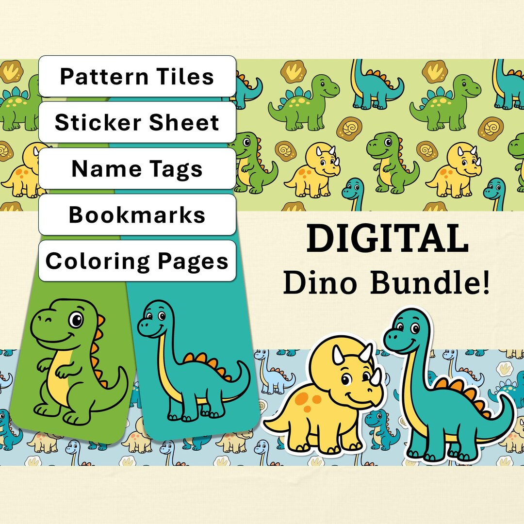 Back to School Dinosaur Printable Classroom Bundle | Cute Dino Stickers ...