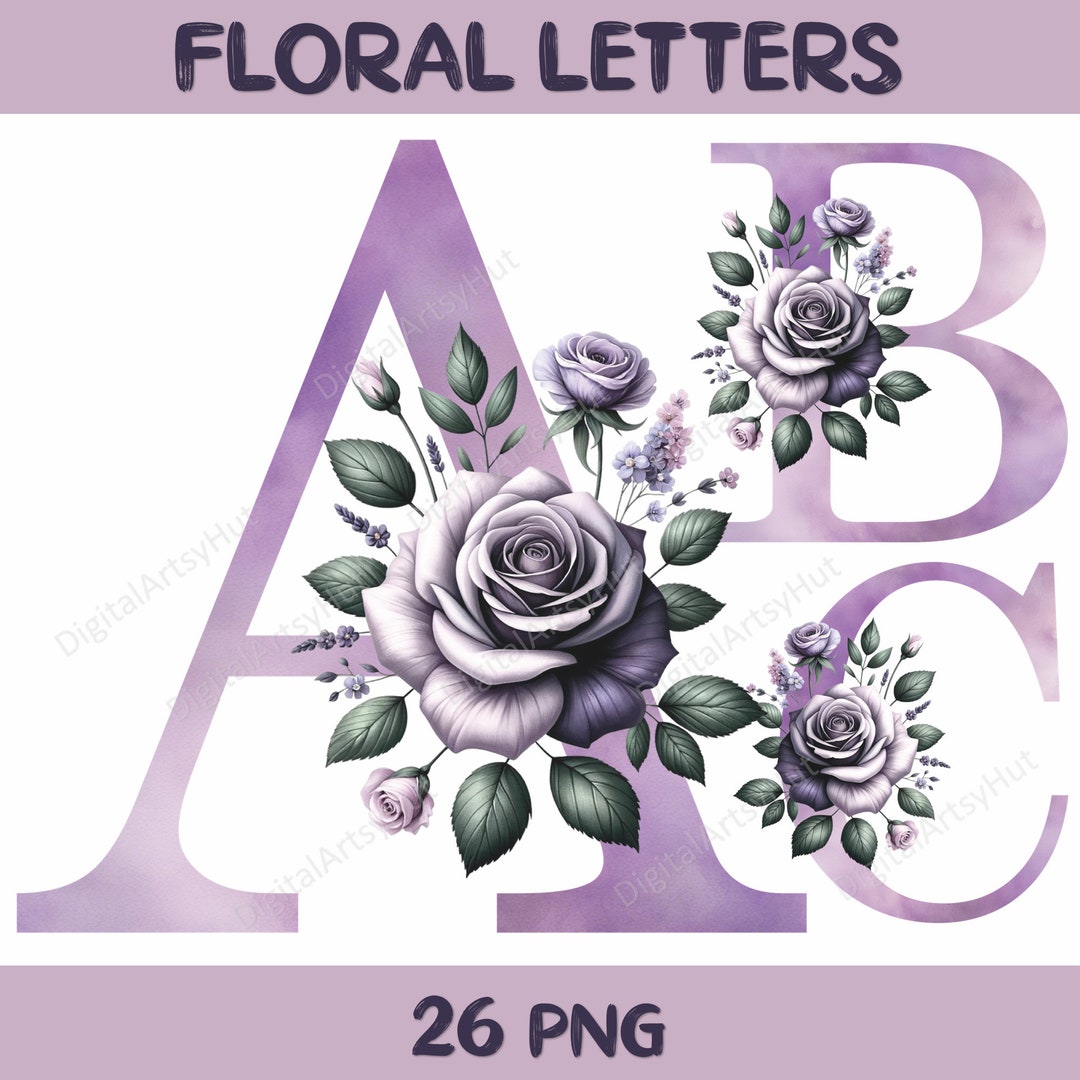 Watercolor Letter Alphabet Bundle Floral Letters Sublimation Letters ...