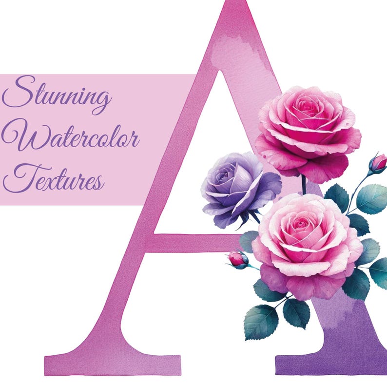 Watercolor Letter Alphabet Bundle Floral Letters Decorative Letters ...
