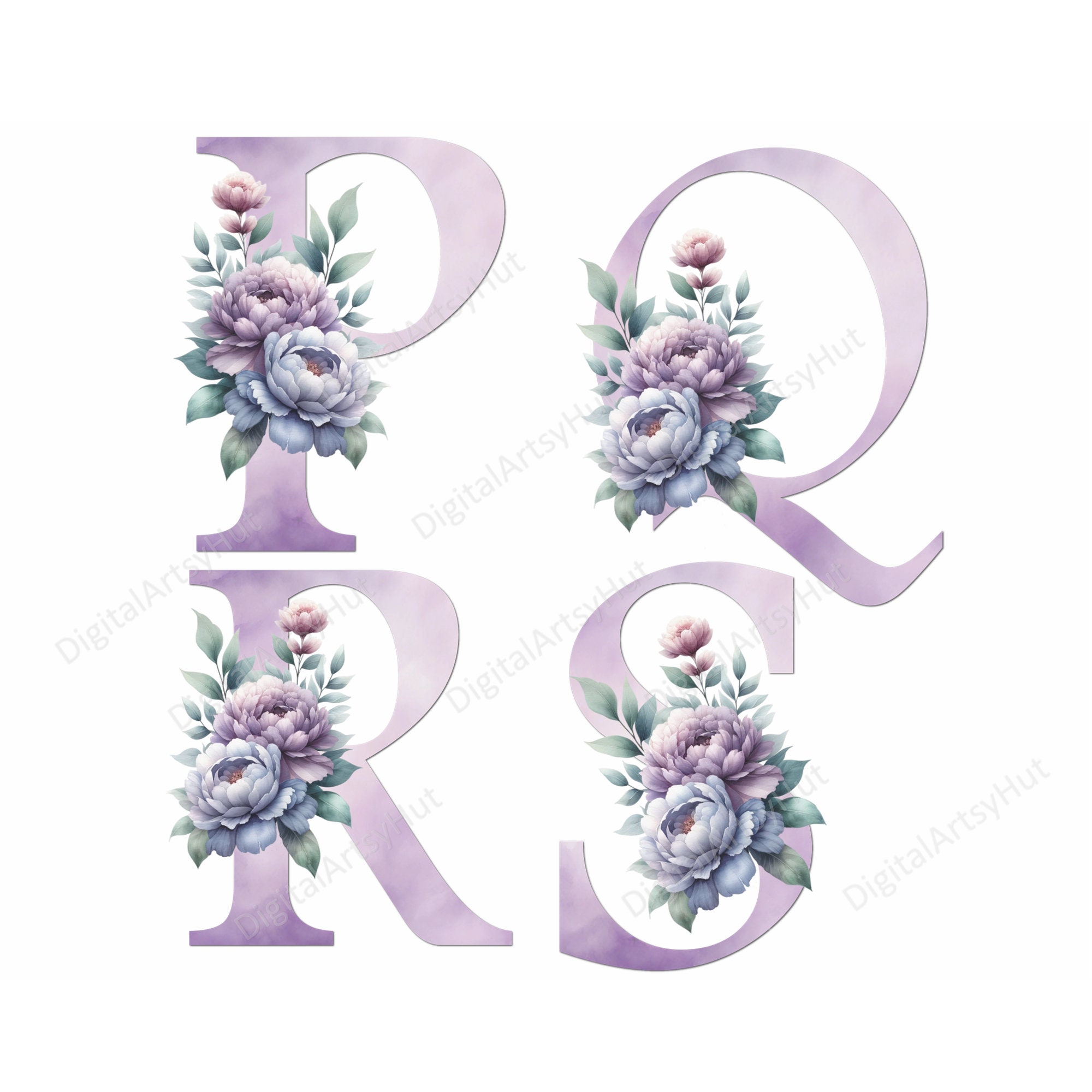 Watercolor Alphabet Letters Bundle Floral Letters Decorative Letters ...