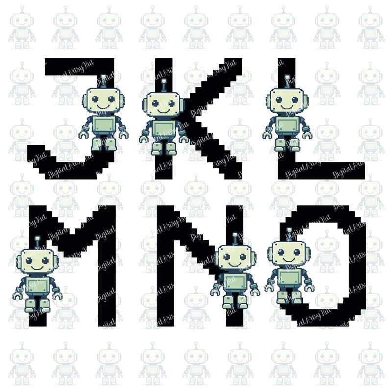 Robots Clip Art - Classroom Graphics, Robot Letters PNG, Doodle Letters ...
