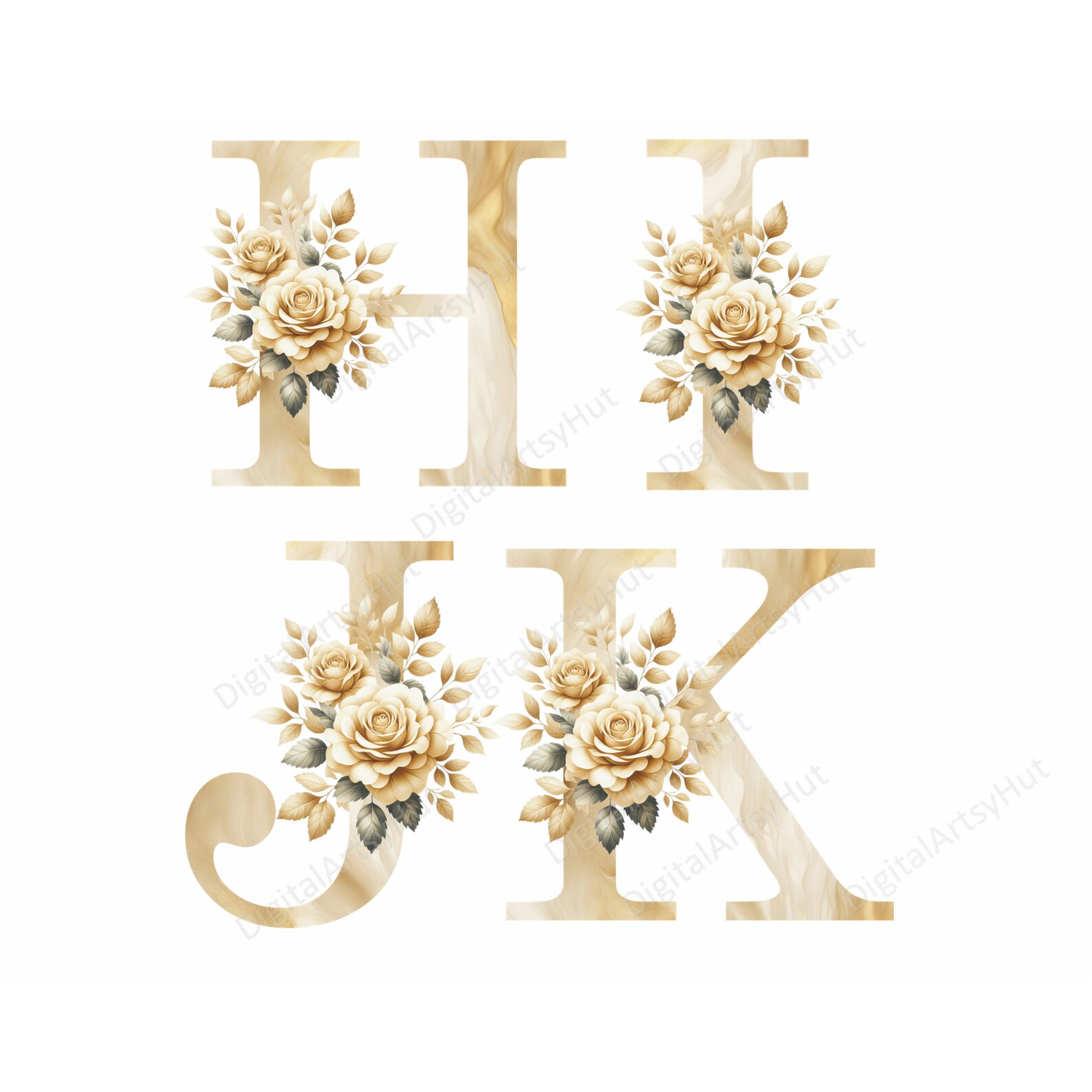 Watercolor Alphabet Letters Bundle Floral Letters Sublimation Letters ...