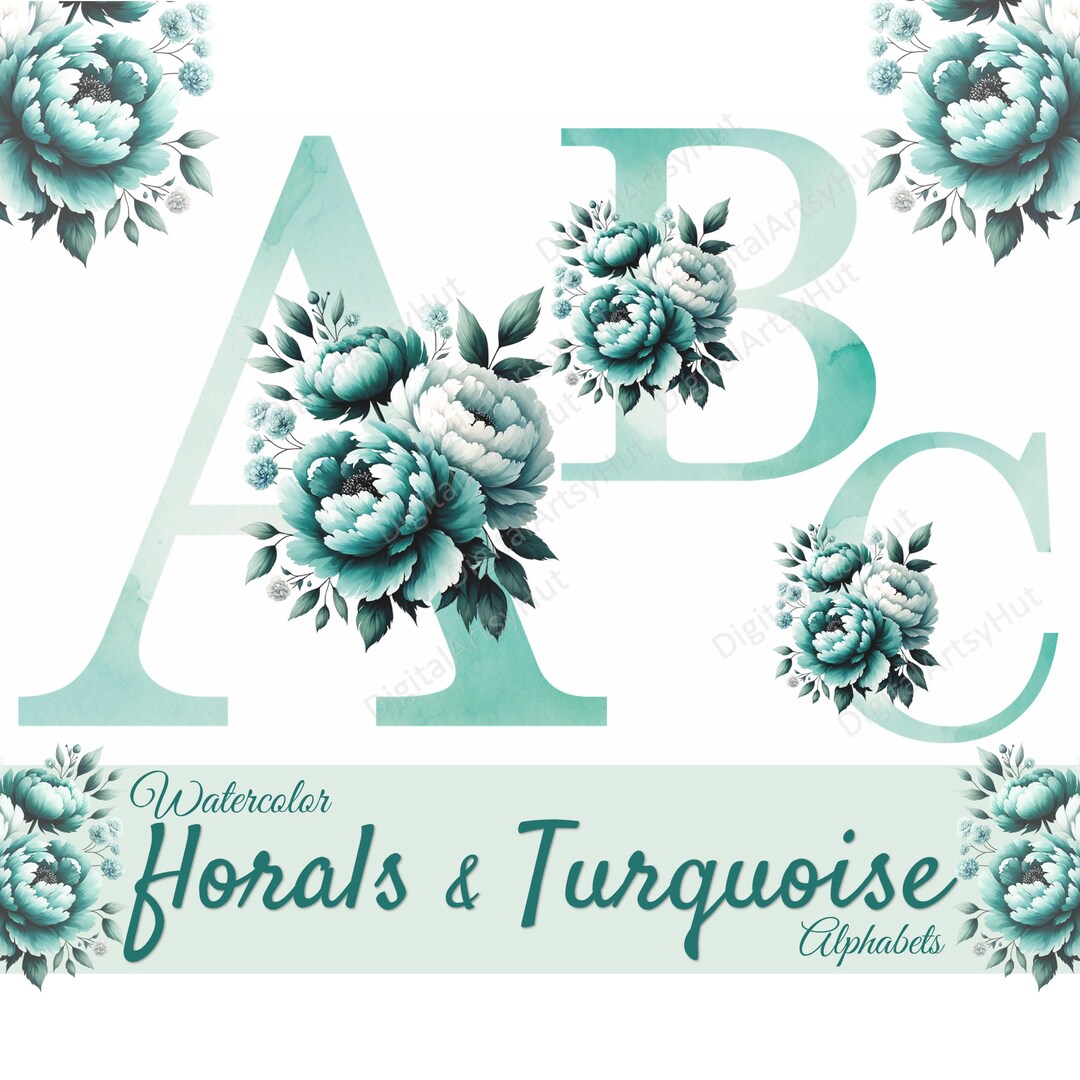 Watercolor Alphabet Letters Bundle Floral Letters Sublimation Letters ...