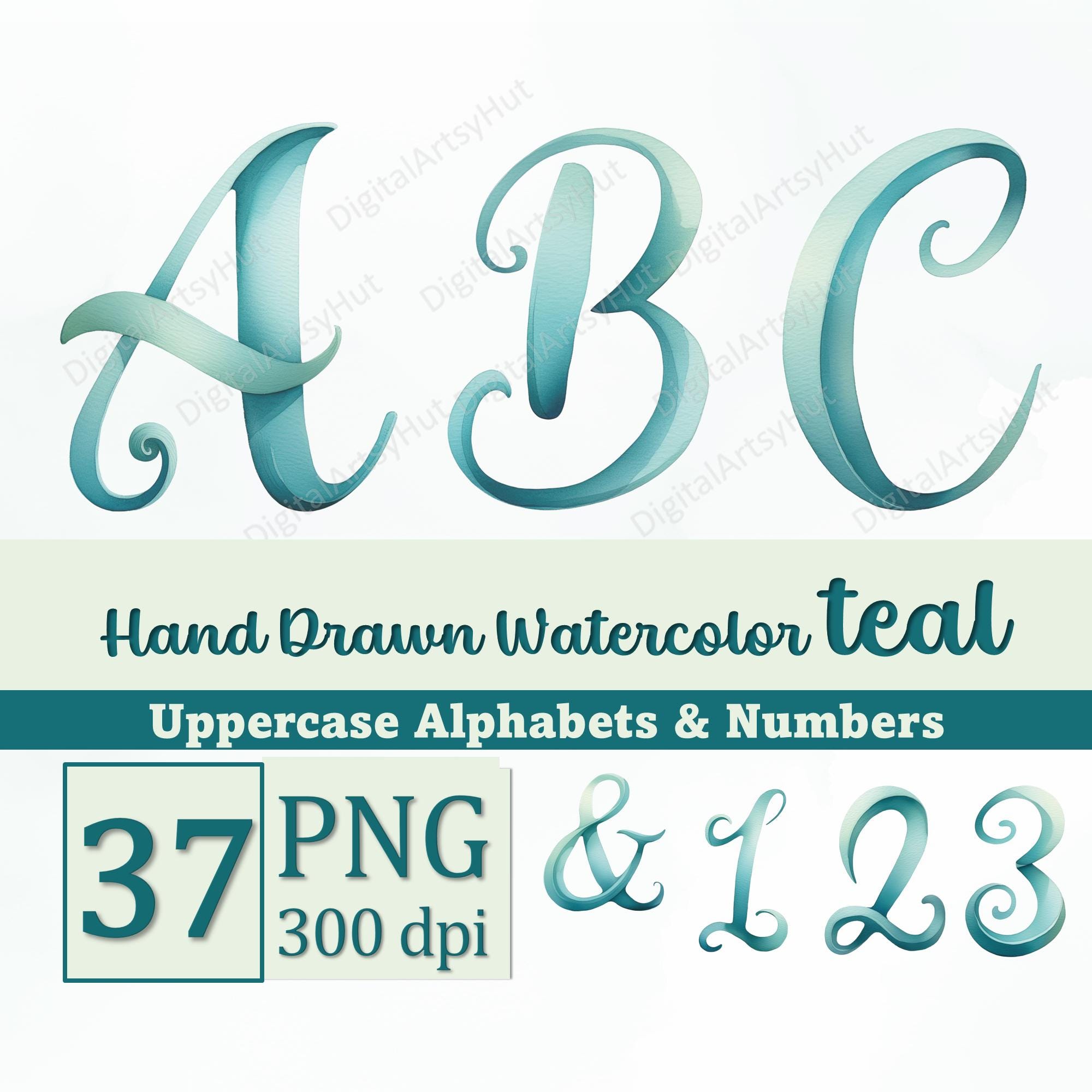 Watercolor Alphabets Clipart Letters & Numbers. Wedding Monograms ...