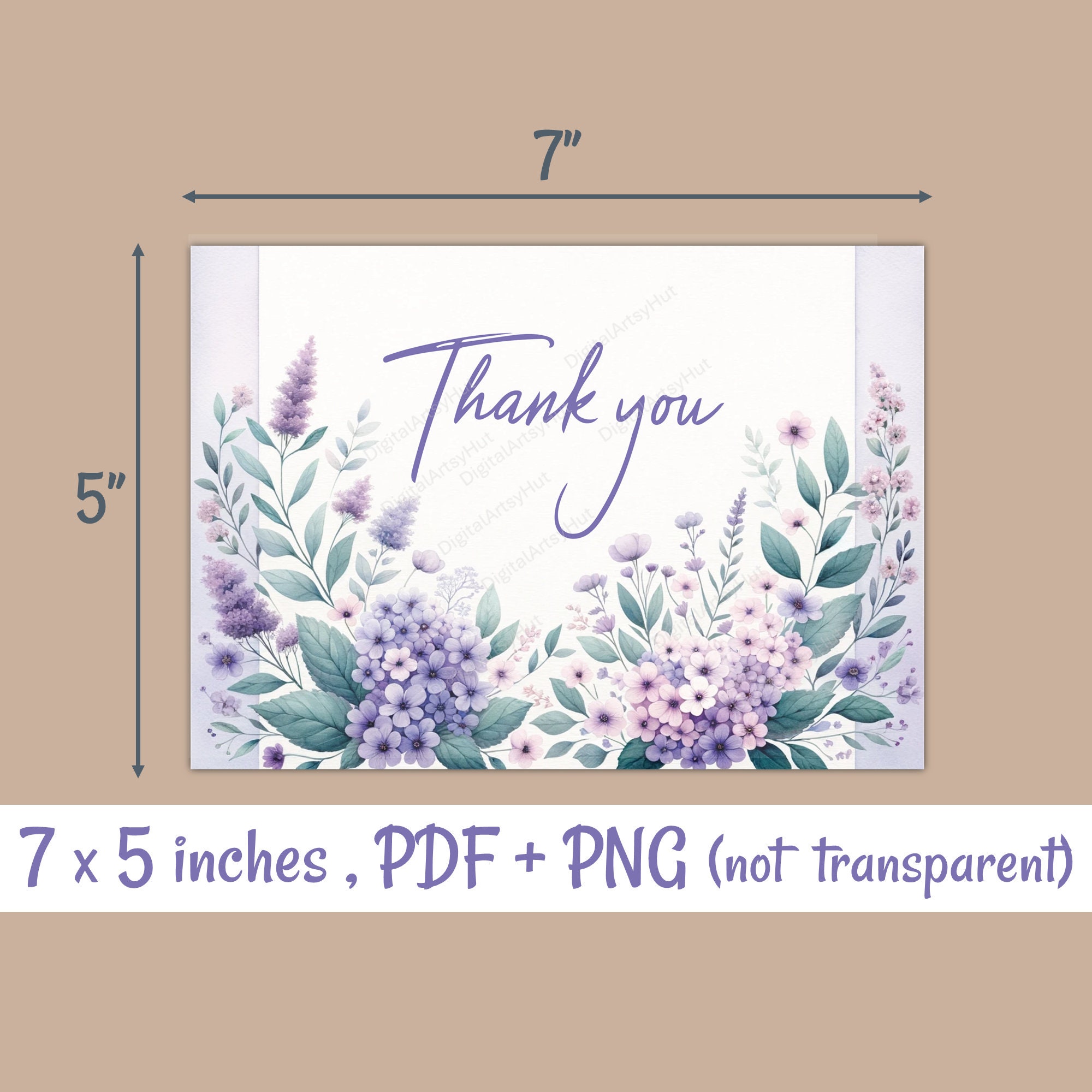 Floral Thank You Card Printable. Watercolor Thank You Note. Print at ...