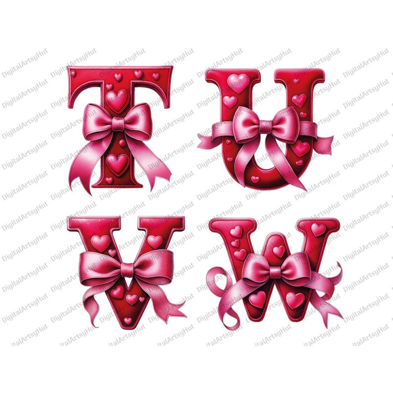 Valentines Watercolor Alphabets Bundle. Valentines Heart Letters PNG ...