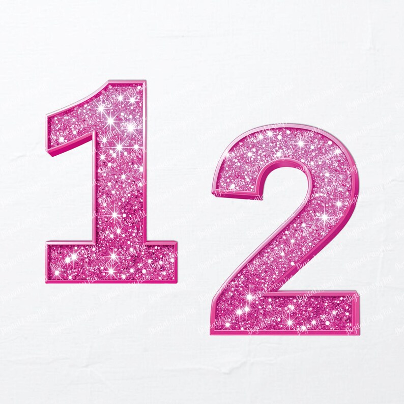 Pink Glitter Numbers Clipart PNG. Printable Numbers Sublimation ...
