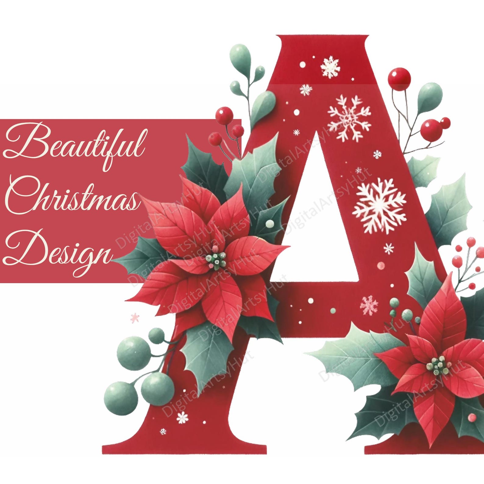 Christmas Alphabet Bundle Floral Letters Decorative Letters. Floral ...