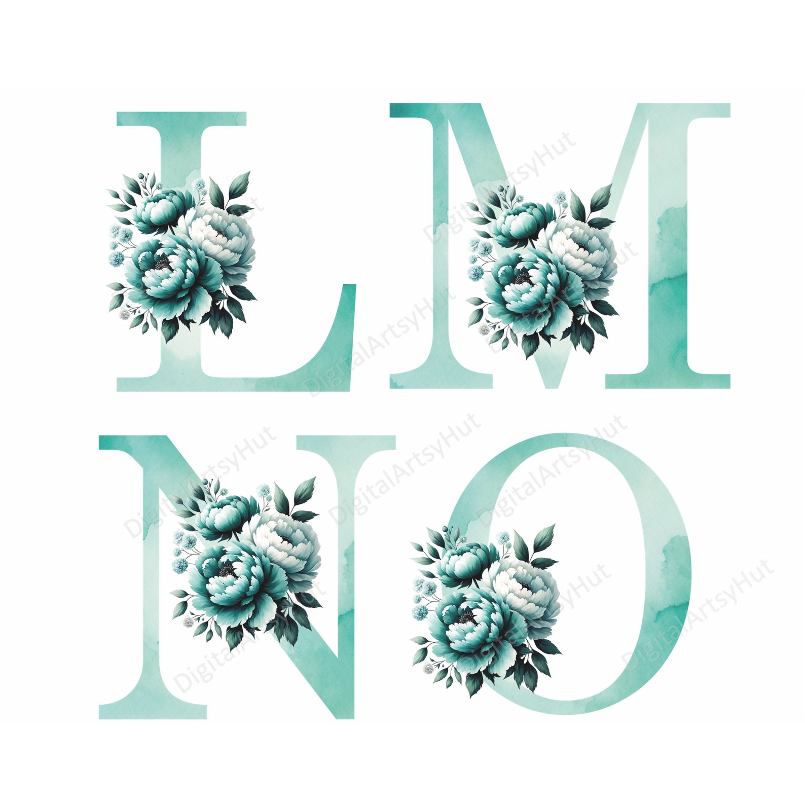 Watercolor Alphabet Letters Bundle Floral Letters Sublimation Letters ...