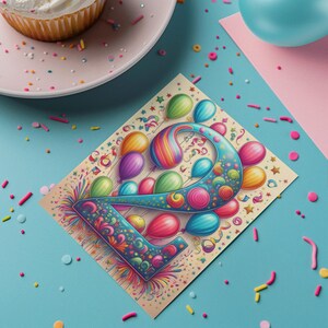 Second Birthday Number 2 Card Clipart Instant Download. Printable Card ...