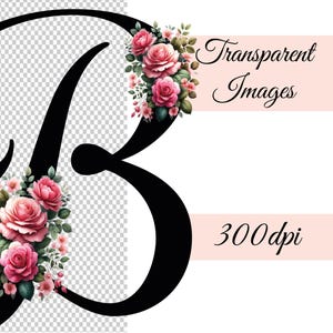 Floral Letter Alphabet Clipart Bundle With Pink Watercolor Roses ...