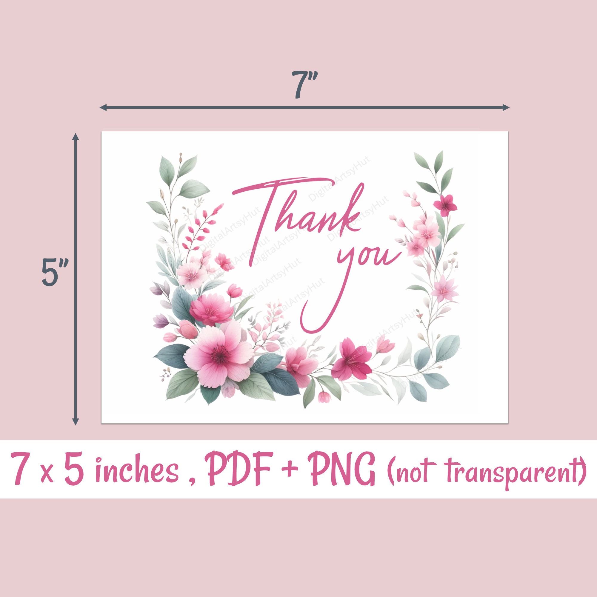 Watercolor Thank You Card Printable. Floral Thank You Note. Print at ...