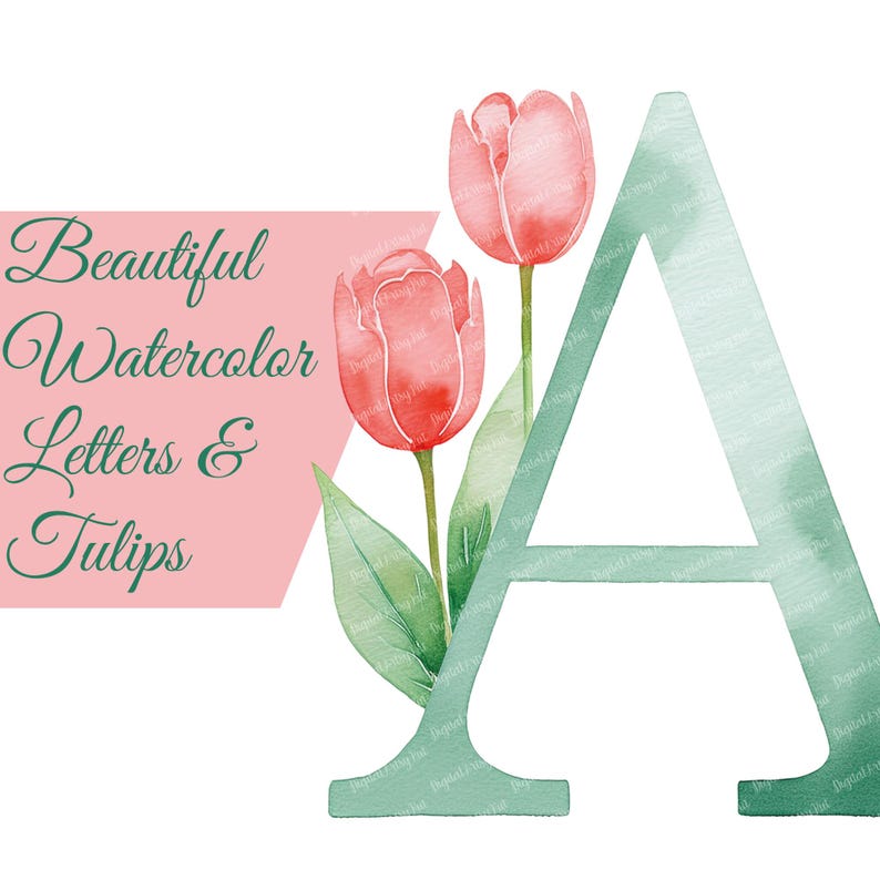 Watercolor Alphabet Bundle Sage Green Floral Decorative Letters. Floral ...