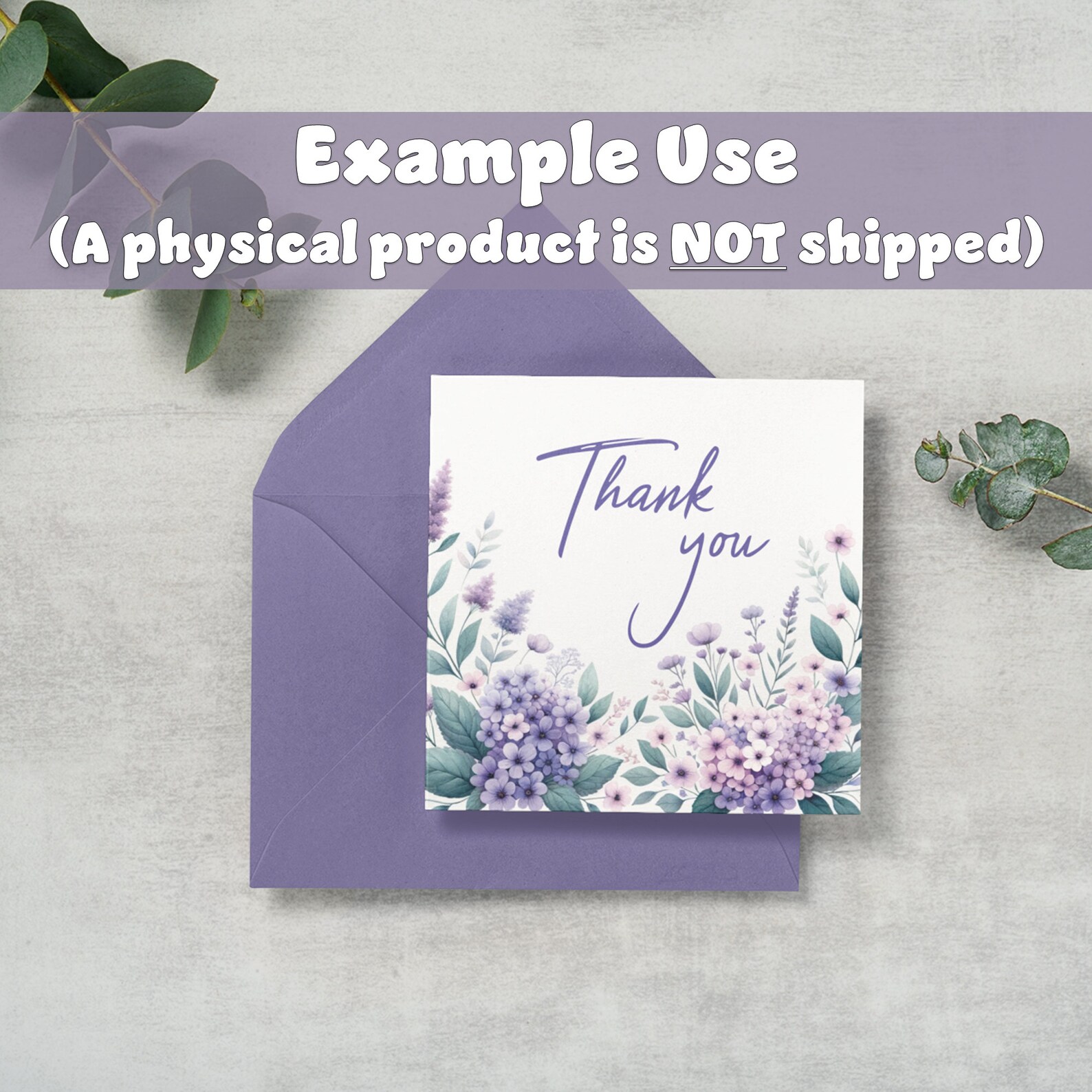 Floral Thank You Card Printable. Watercolor Thank You Note. Print at ...