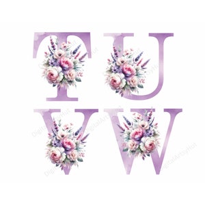 Watercolor Letter Alphabet Bundle Floral Letters Decorative Letters ...