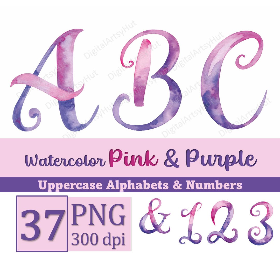 Watercolor Alphabets Clipart Letters & Numbers. Wedding Monograms ...
