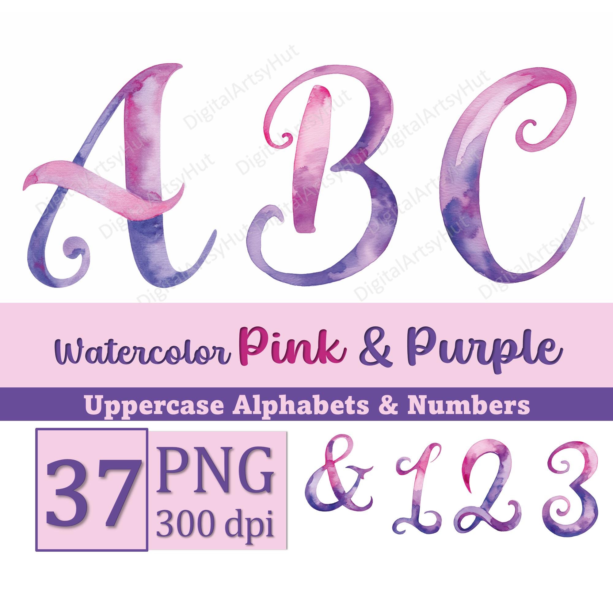 Watercolor Alphabets Clipart Letters & Numbers. Wedding Monograms ...