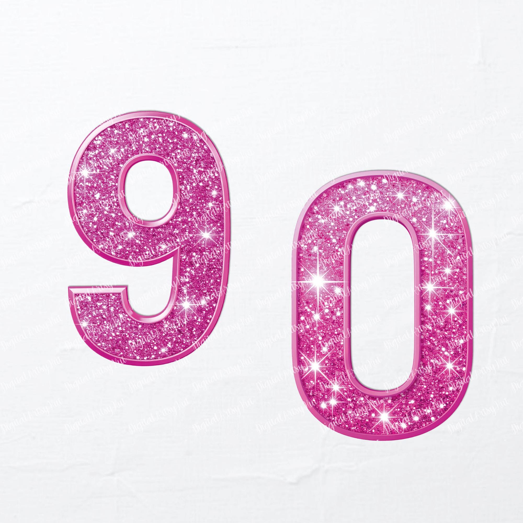 Pink Glitter Numbers Clipart PNG. Printable Numbers Sublimation ...