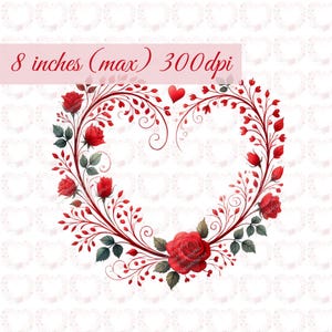 Floral Heart Clipart Flower Frame Border PNG - Valentine Heart Frames ...