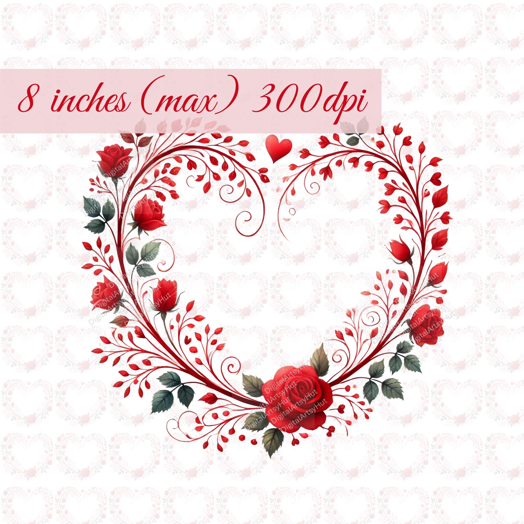Floral Heart Clipart Flower Frame Border PNG - Valentine Heart Frames ...