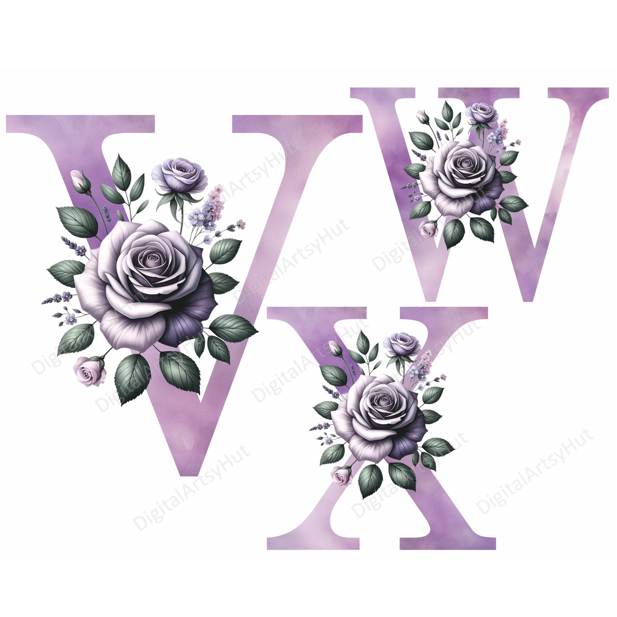 Watercolor Letter Alphabet Bundle Floral Letters Sublimation Letters ...