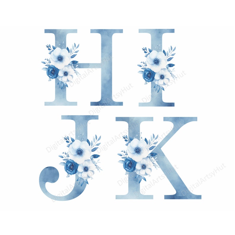 Floral Alphabet PNG Bundle. Watercolor Floral Letters Decorative ...
