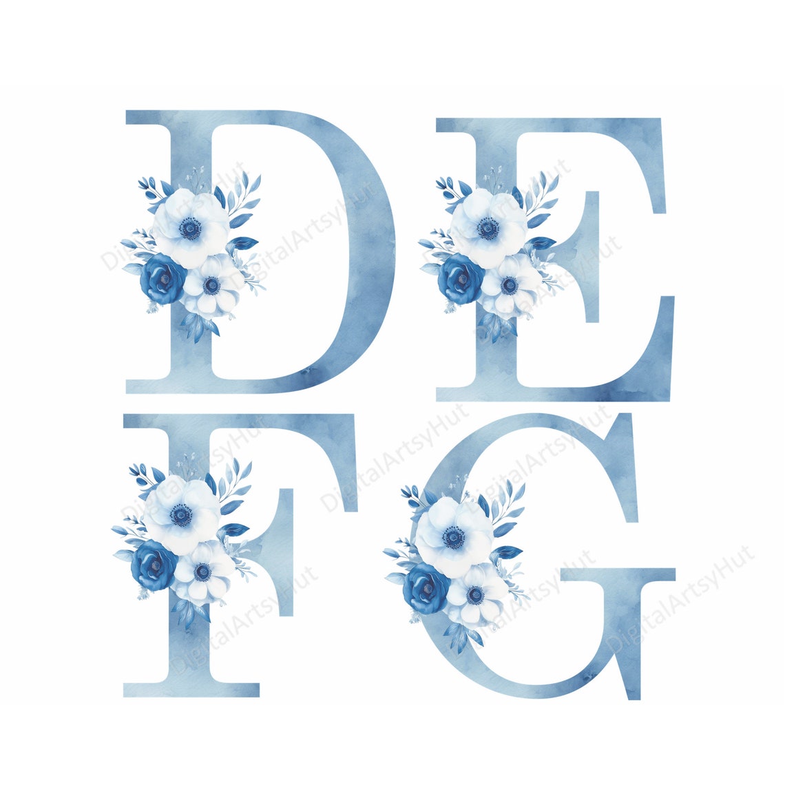 Floral Alphabet PNG Bundle. Watercolor Floral Letters Decorative ...