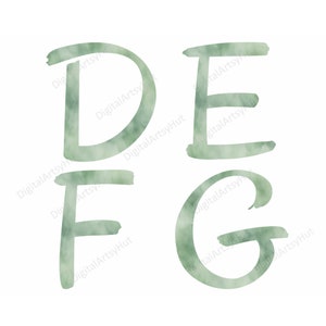 Watercolor Green Alphabet Clipart: Wedding Monogram Letters (digital ...
