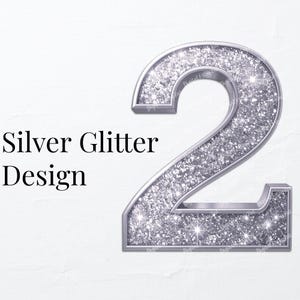 Silver Glitter Numbers Clipart: Printable Typography, Wedding DIY (PNG ...