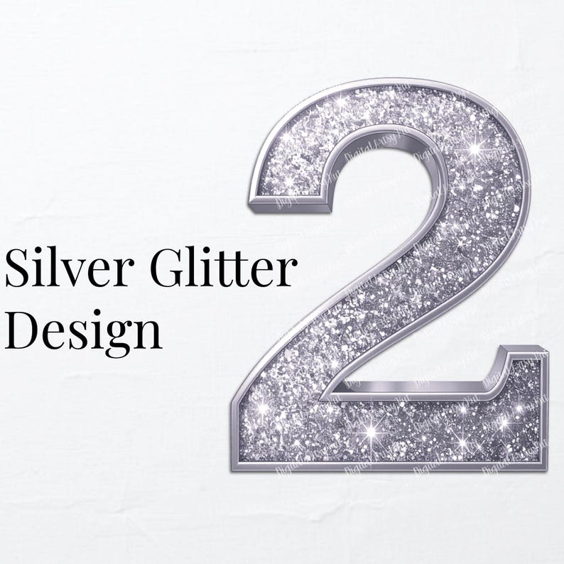 Silver Glitter Numbers Clipart: Printable Typography, Wedding DIY (PNG ...
