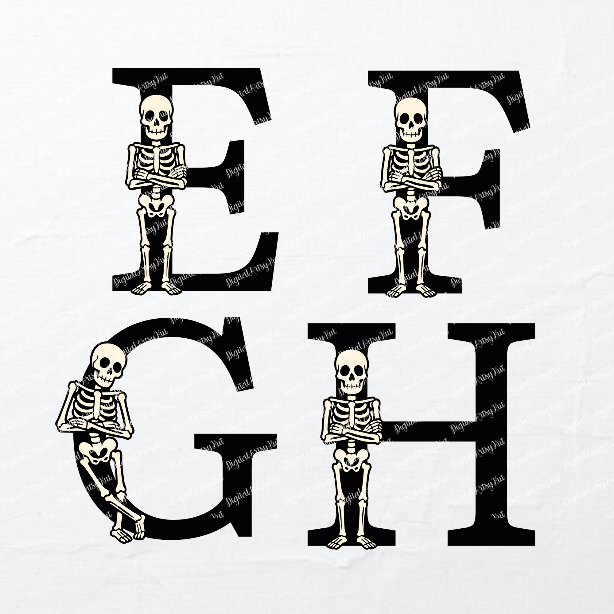 Skeleton Halloween Banner Letters: A-Z PNG Alphabet (digital Download ...