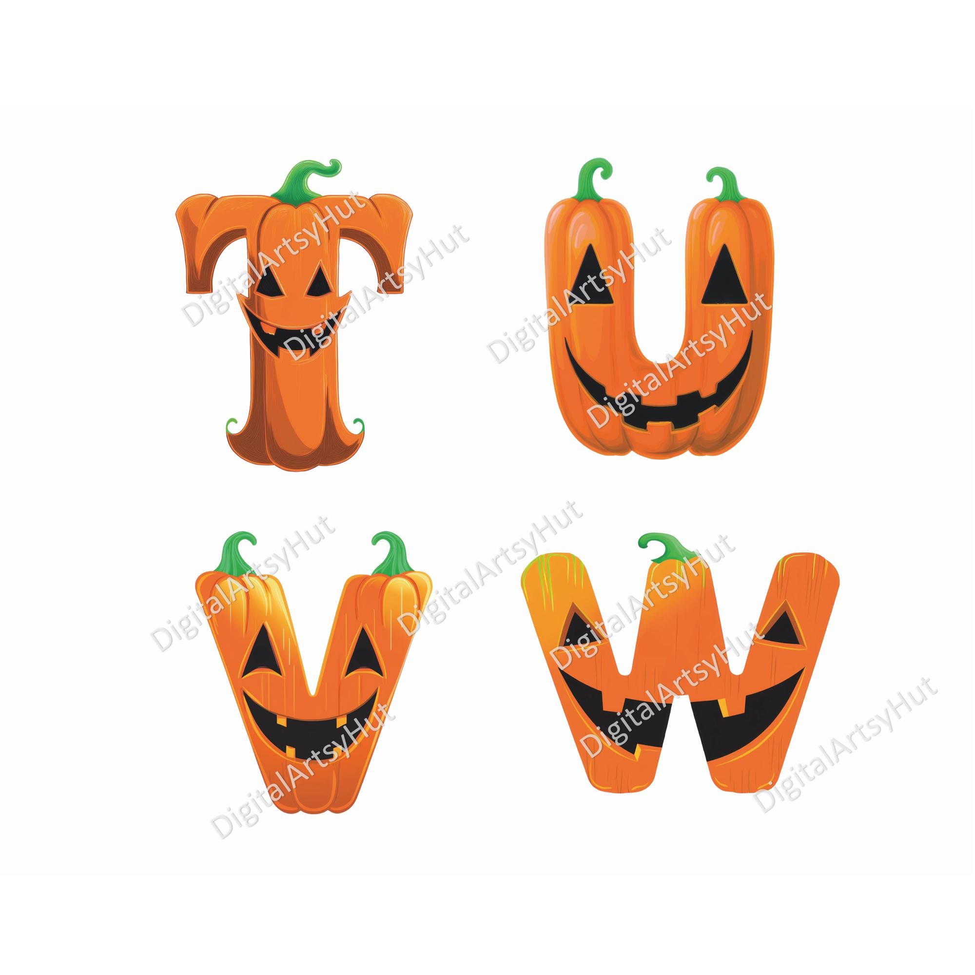 Jack-o'-lantern Alphabet PNG: Carved Halloween Letters (digital ...