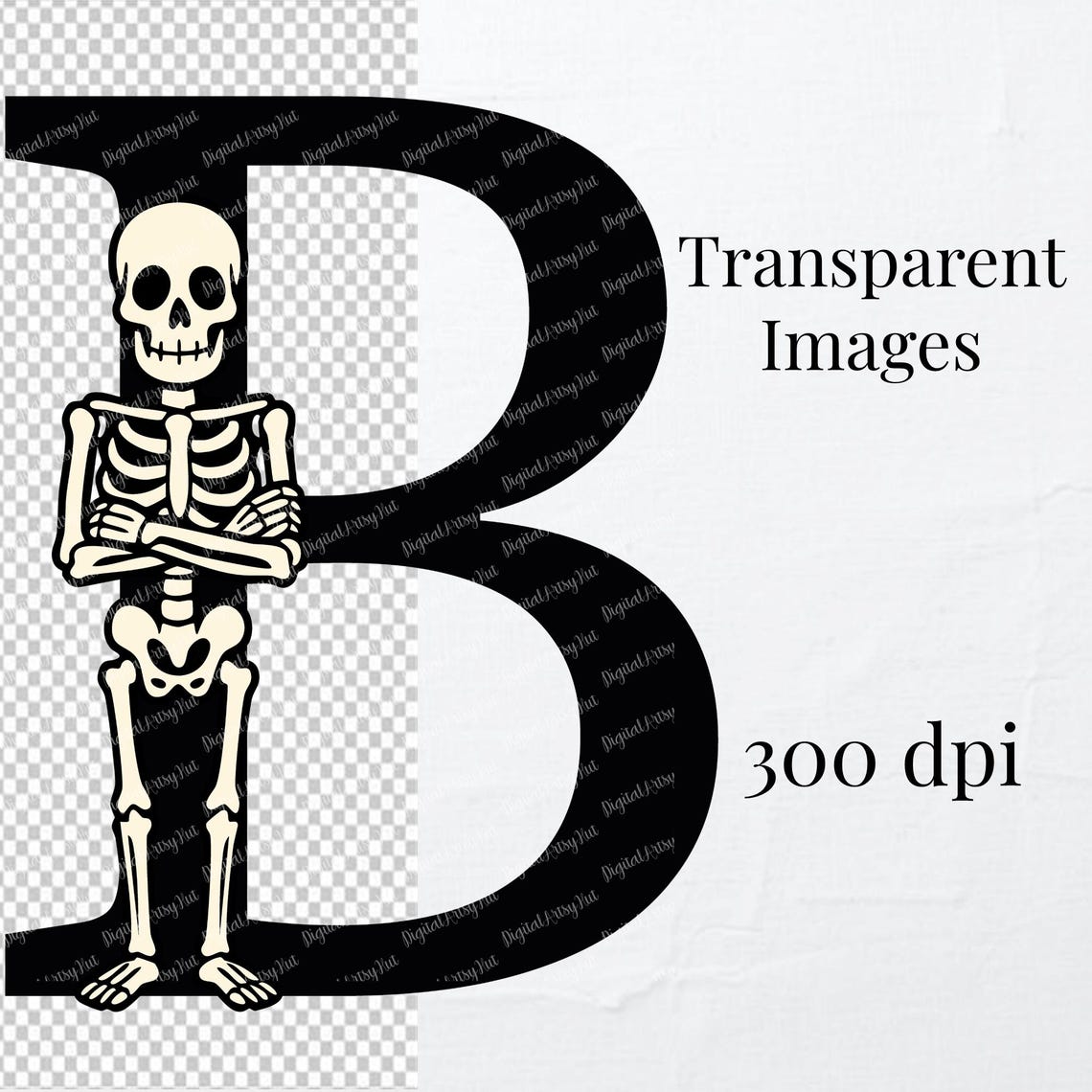 Skeleton Halloween Banner Letters: A-Z PNG Alphabet (digital Download ...