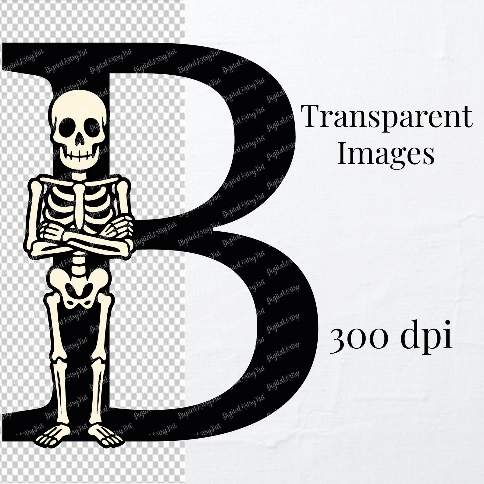 Skeleton Halloween Banner Letters: A-Z PNG Alphabet (digital Download ...