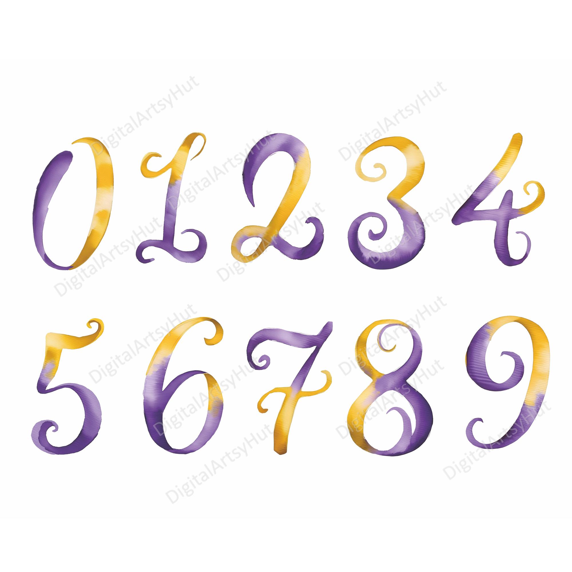 Watercolor Purple & Yellow Alphabet Clipart: 37 PNG Monogram Letters ...