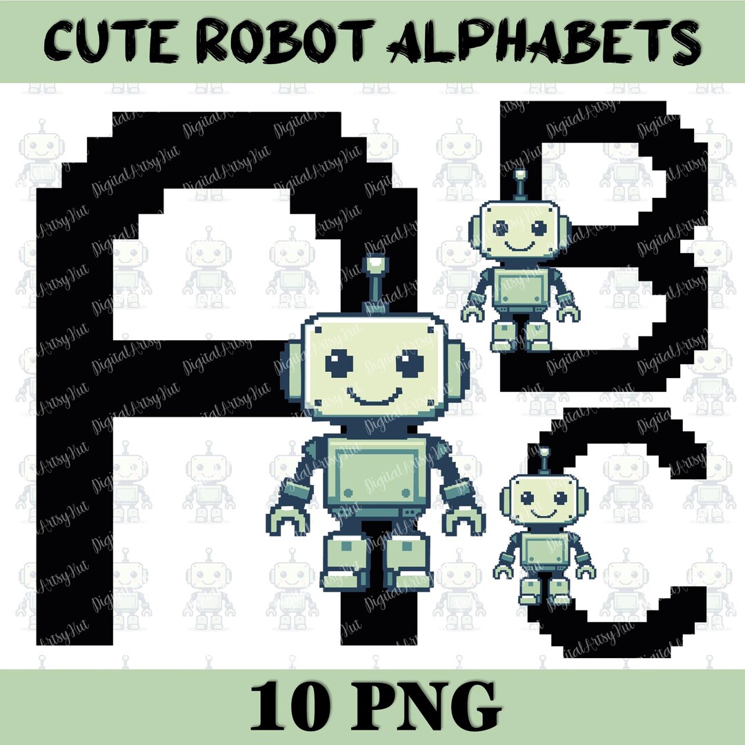 Robots Clip Art - Classroom Graphics, Robot Letters PNG, Doodle Letters ...