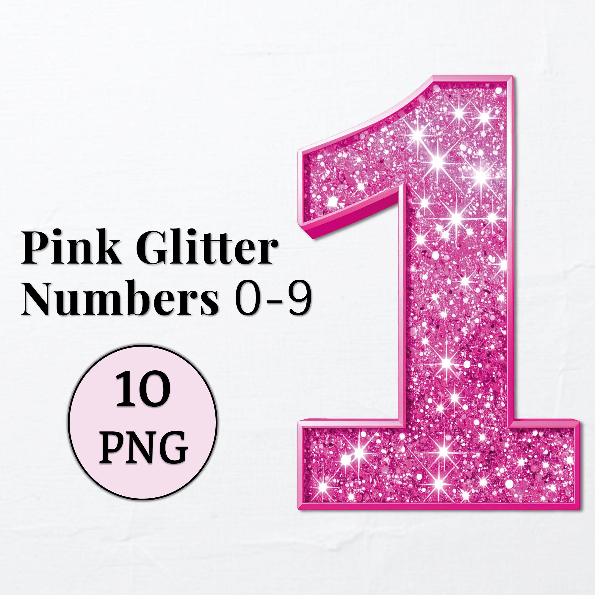 Pink Glitter Numbers Clipart PNG. Printable Numbers Sublimation ...