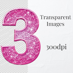 Pink Glitter Numbers Clipart PNG. Printable Numbers Sublimation ...