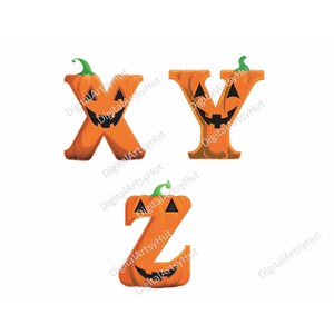 Jack-o'-lantern Alphabet PNG: Carved Halloween Letters (digital ...