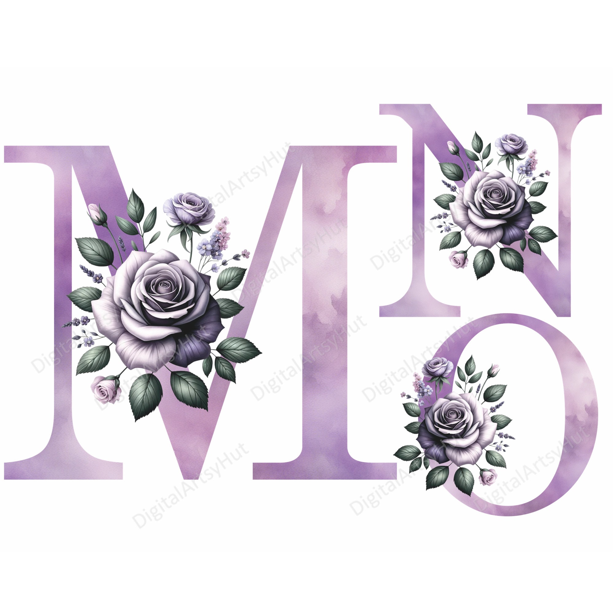 Watercolor Letter Alphabet Bundle Floral Letters Sublimation Letters ...