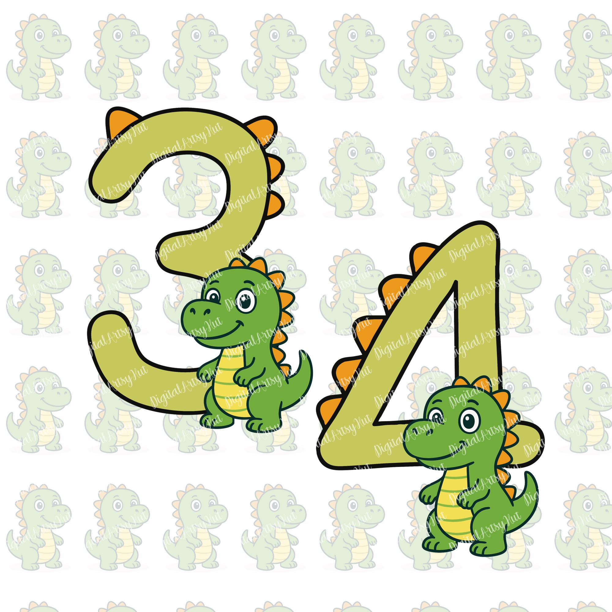 Dinosaur Birthday Numbers: Chibi Dino Clipart (PNG Digital Download) - Etsy