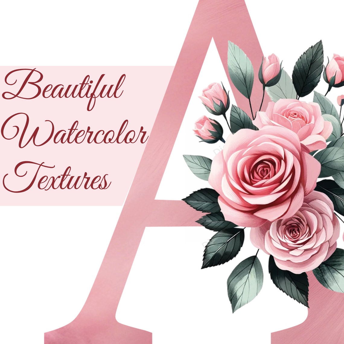 Floral Alphabet PNG Bundle. Watercolor Pink Floral Letters Decorative ...