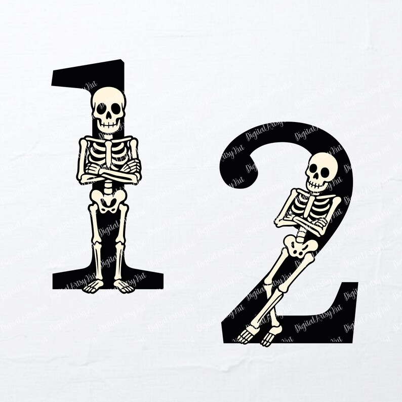 Skeleton Numbers Clipart PNG – Halloween Spooky Numbers for Party ...